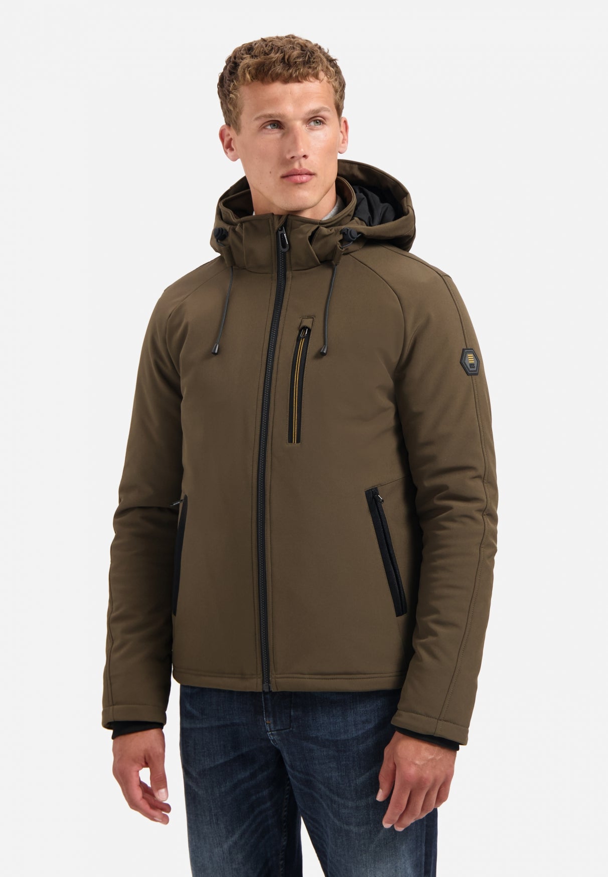 Softshell jacket met afritsbare capuchon | Taupe